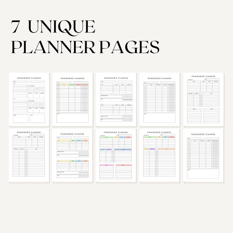 Printable Pomodoro Template, Pomodoro Log, Productivity Tracker, Study ...