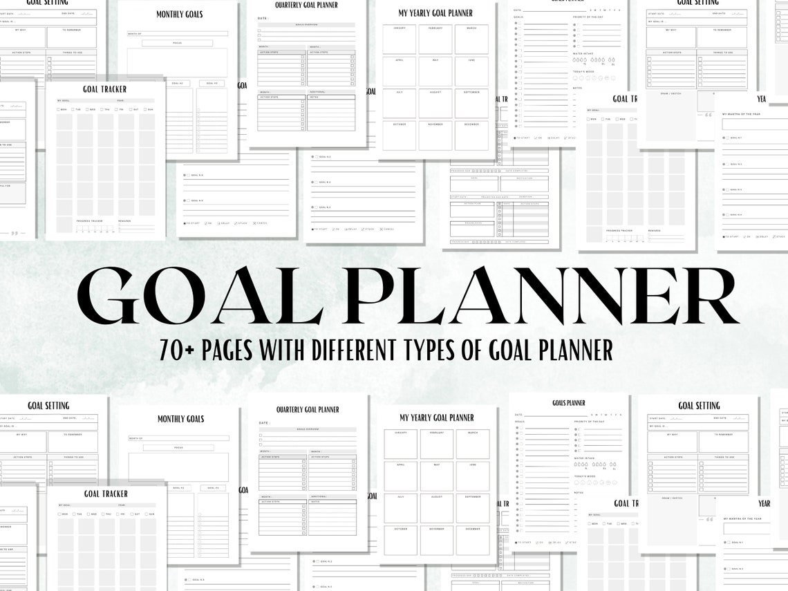 Goal Planner BUNDLE, 2023 Goals Tracker, SMART Goal Setting, Monthly ...