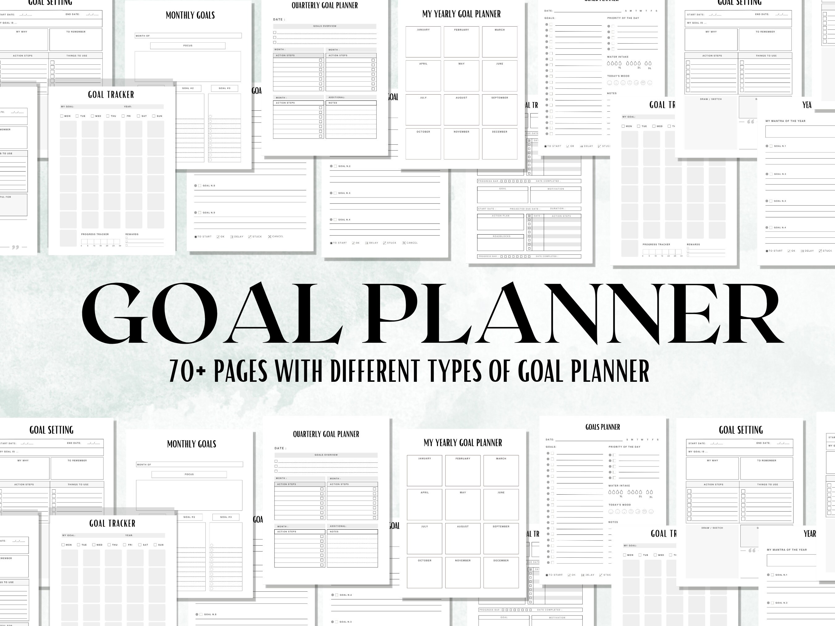 Goal Planner BUNDLE, 2023 Goals Tracker, SMART Goal Setting, Monthly ...