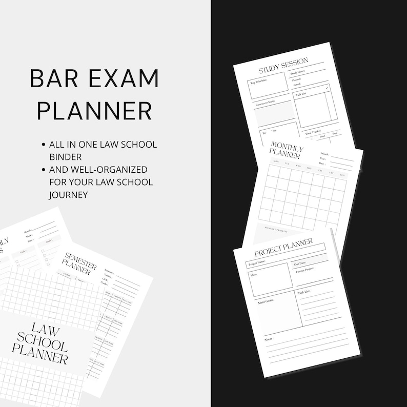 Bar Exam Planner & Study Tracker | Law Student Bar Prep, Legal Study ...
