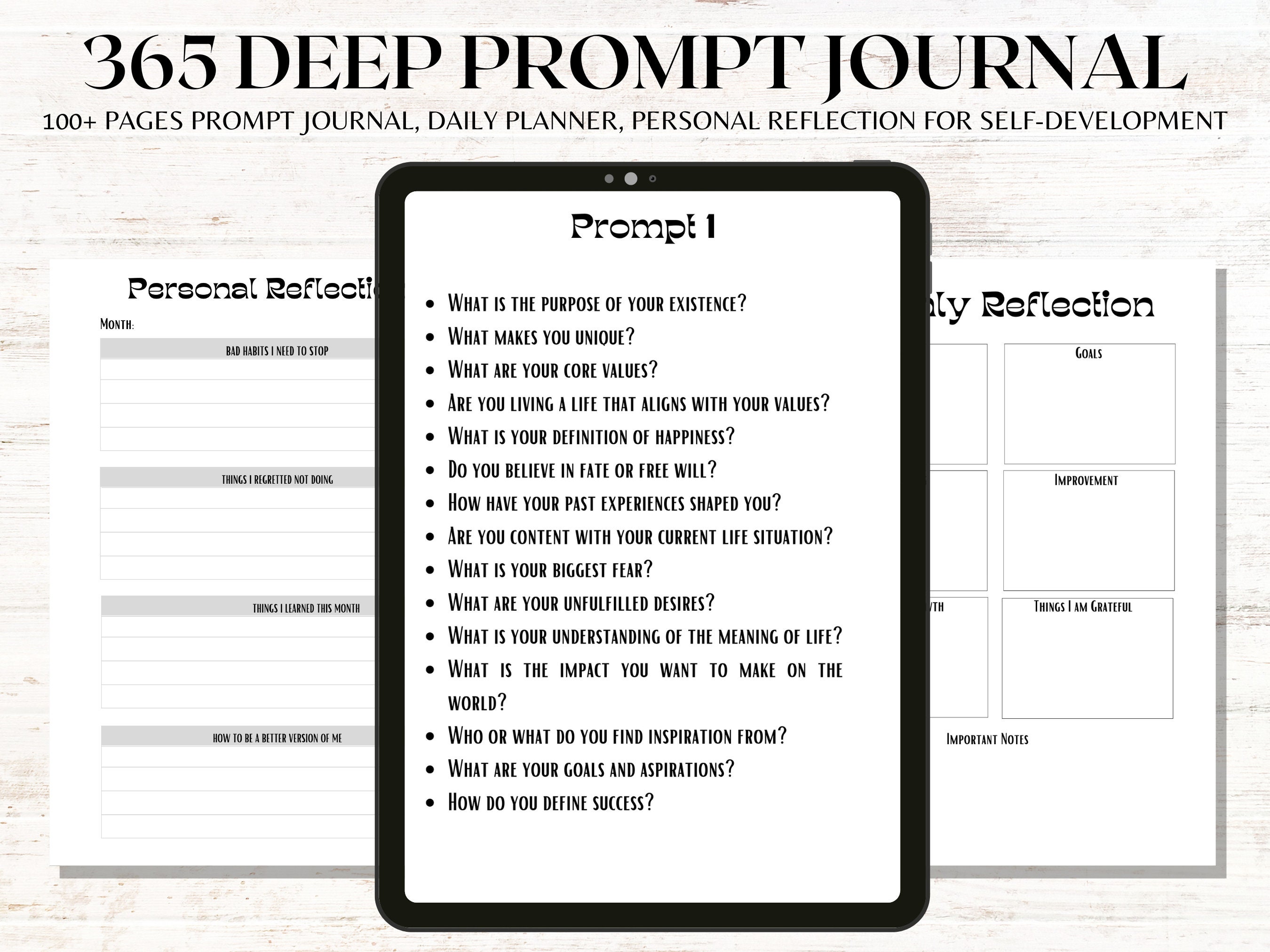 365 Prompts Journal, Mental Health Journal, Self Care Journal, Writing ...