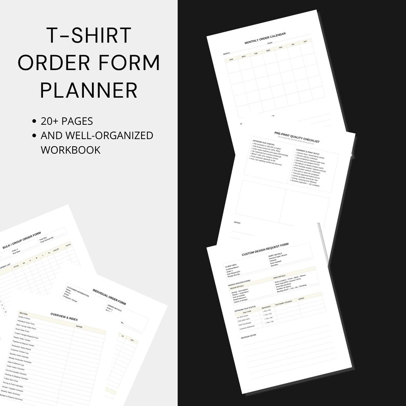 T-shirt Order Form, Fillable Printable Invoice, Tee Shirt Sales ...