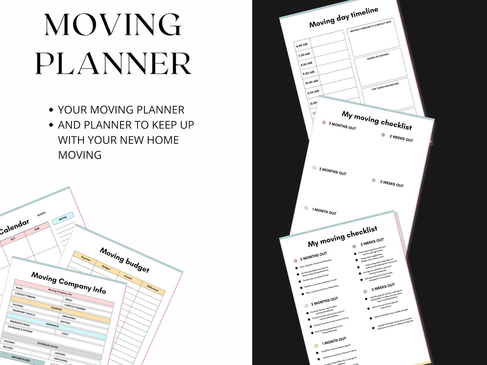Moving Checklist, Moving Planner, Moving Binder, Moving Organization ...