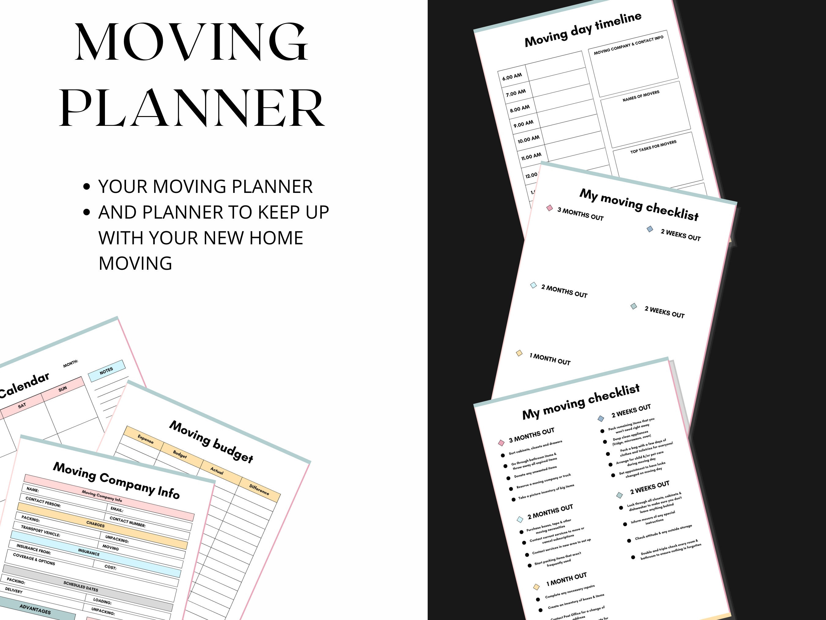 Moving Checklist, Moving Planner, Moving Binder, Moving Organization ...