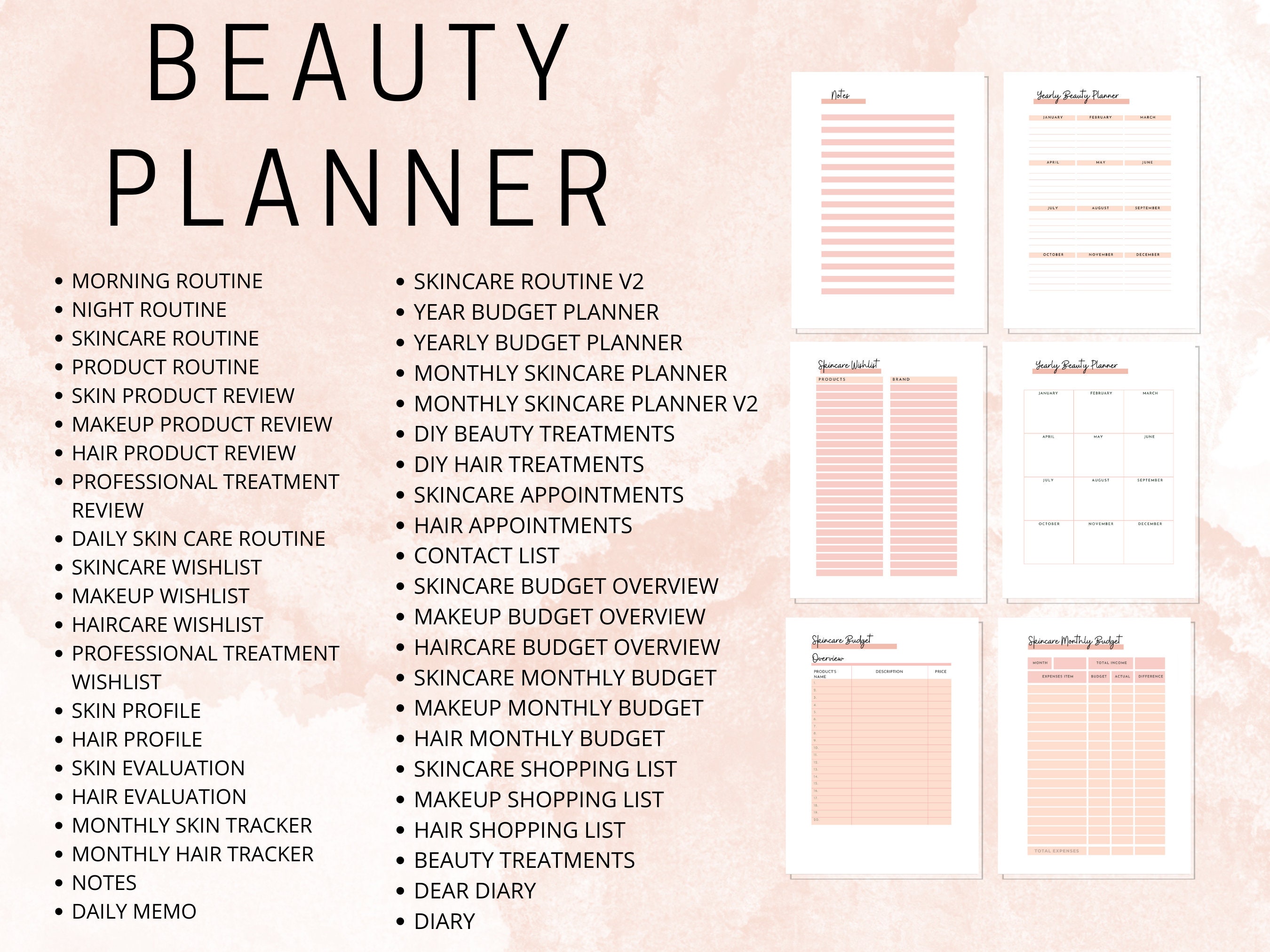 ULTIMATE Beauty Planner Bundle, Skincare Chart, Skincare Organizer ...