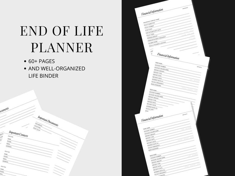 End of Life Planner, Death Binder, What If Binder, Emergency Binder ...