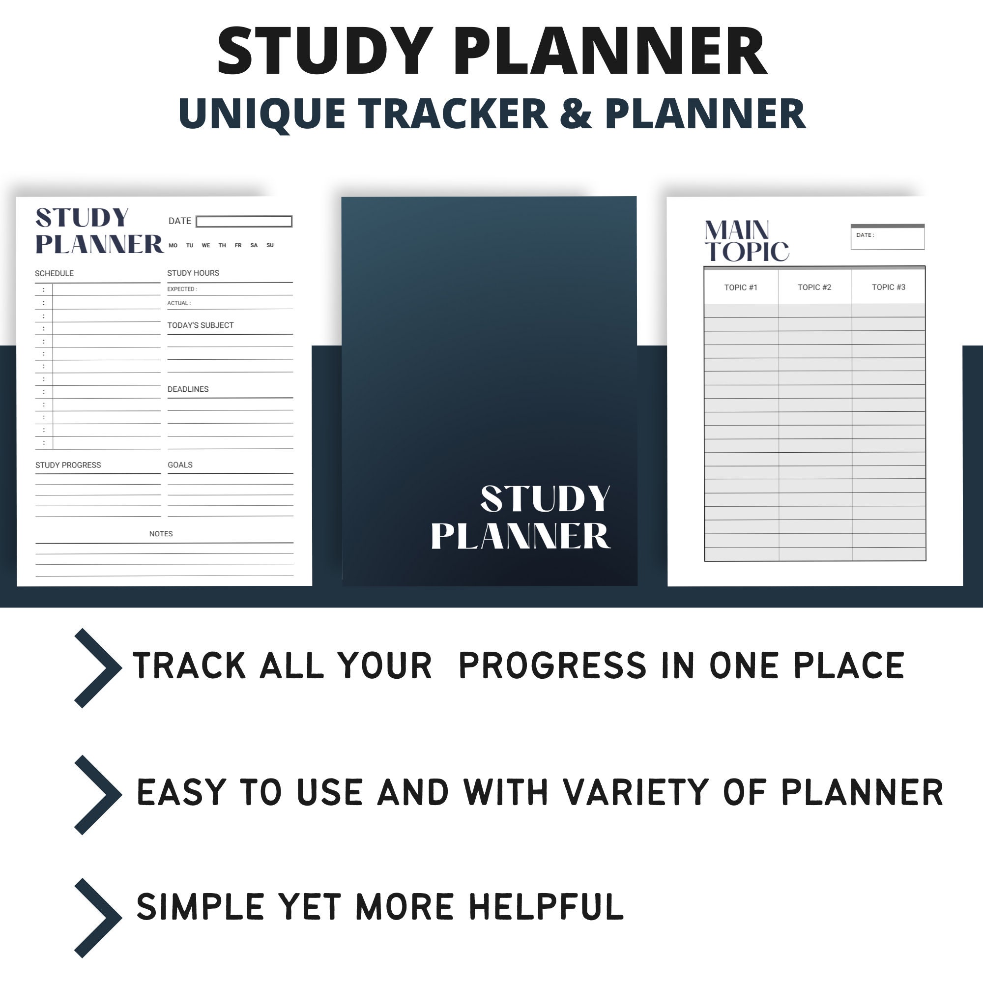 Minimalist Study Planner Printable Academic Study Planner - Etsy