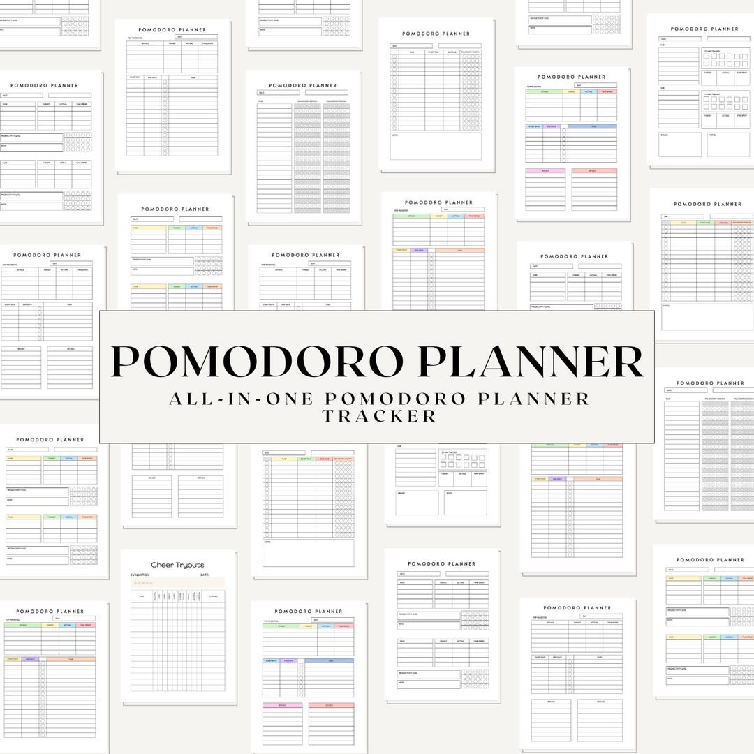 Printable Pomodoro Template, Pomodoro Log, Productivity Tracker, Study ...