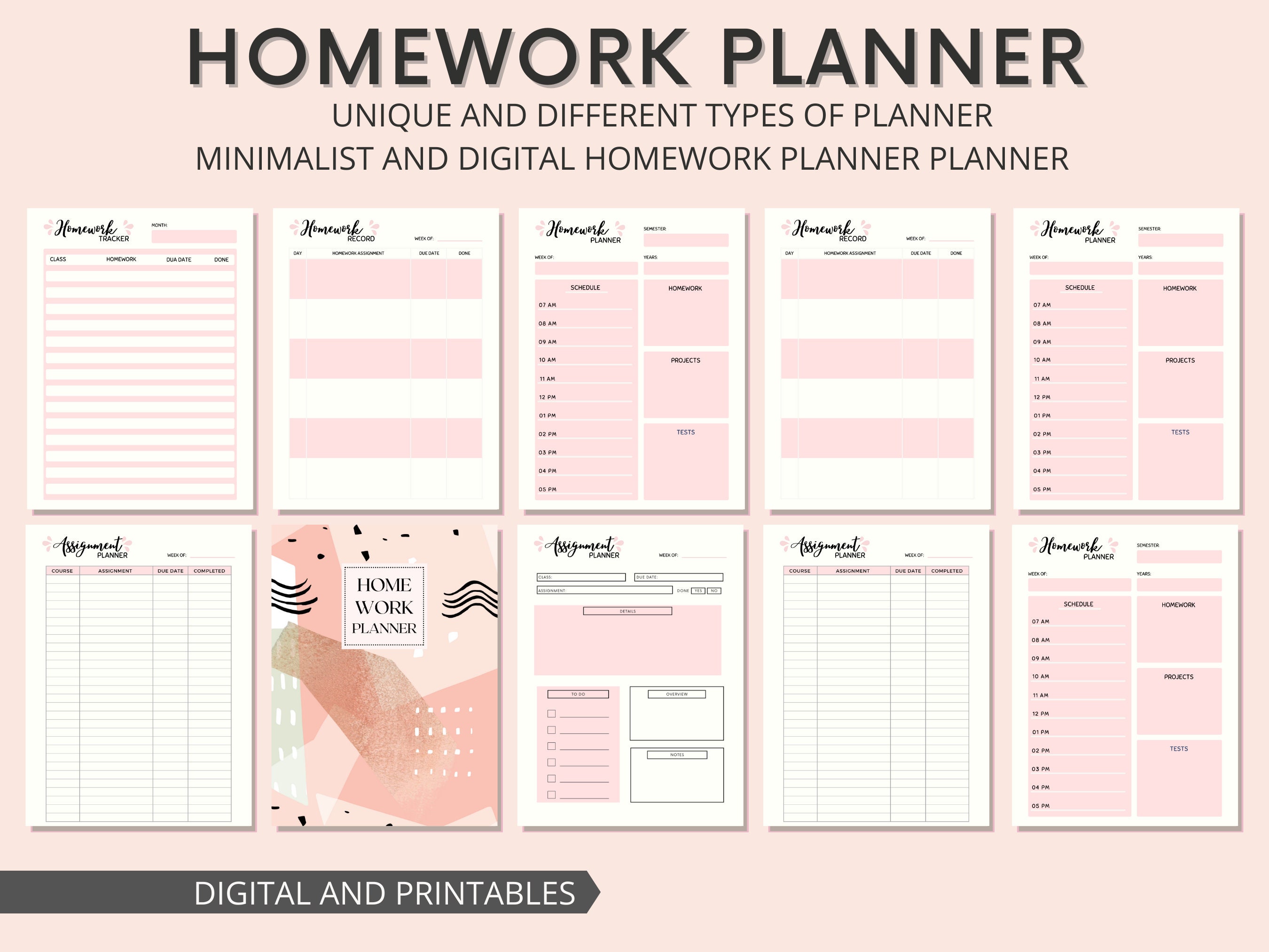 Homework Tracker, Homework Planner Printable, Assignment Planner ...
