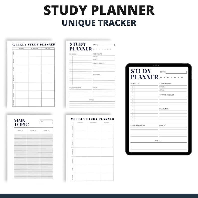 Minimalist Study Planner Printable Academic Study Planner - Etsy