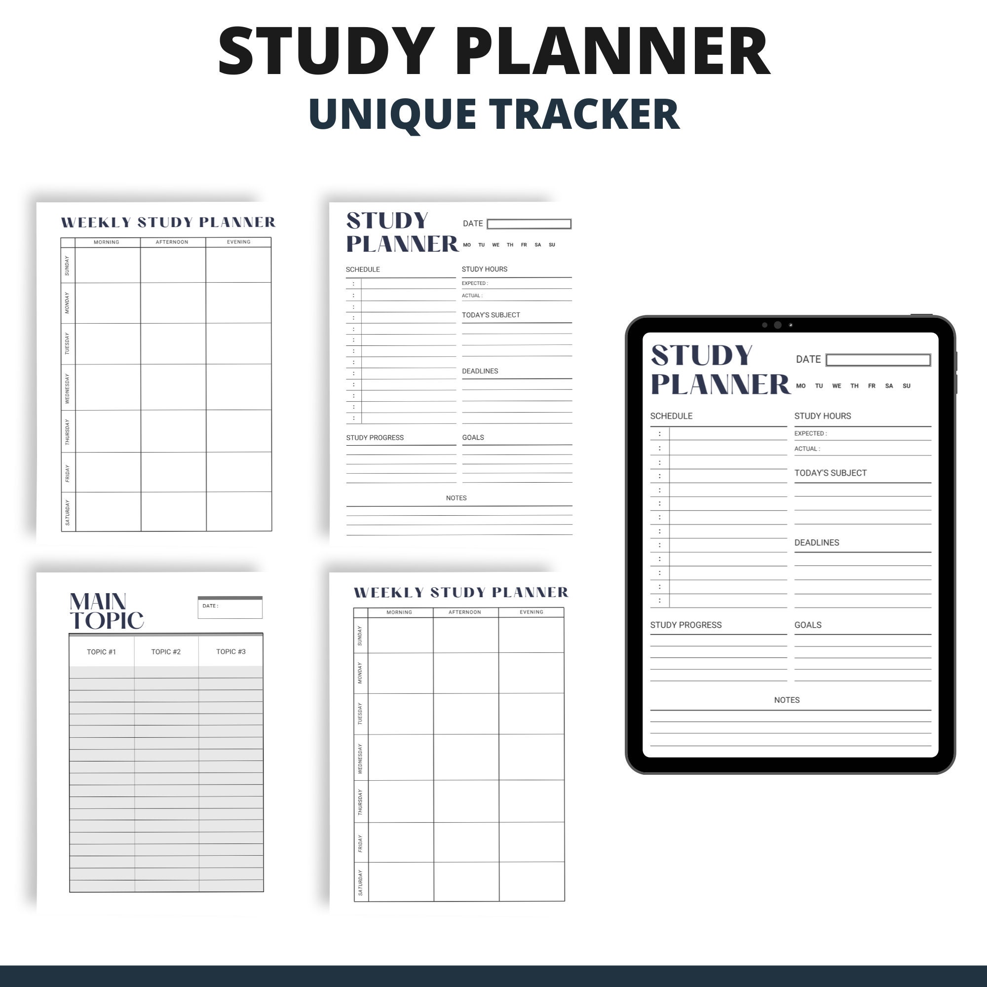 Minimalist Study Planner Printable, Academic Study Planner Printable ...