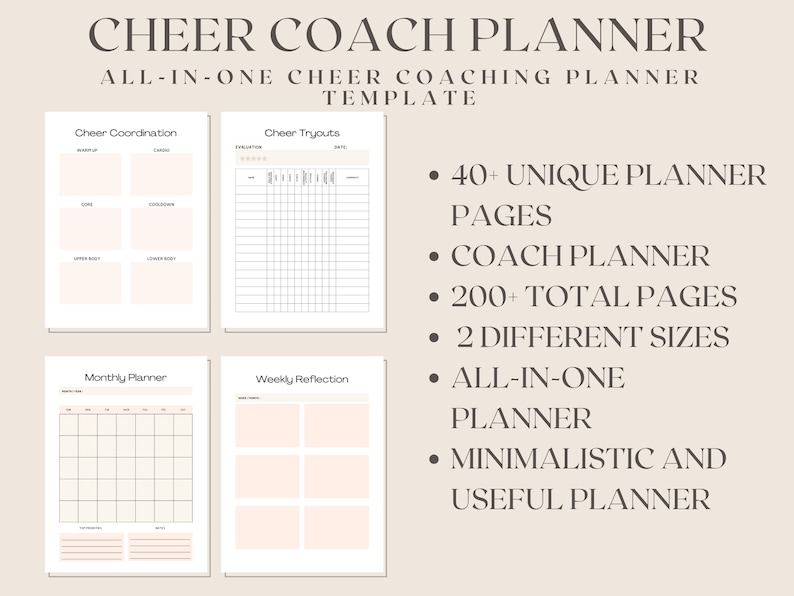 Cheer Coach Planner, Cheer Coach, Coaching Planner, Cheer Season ...