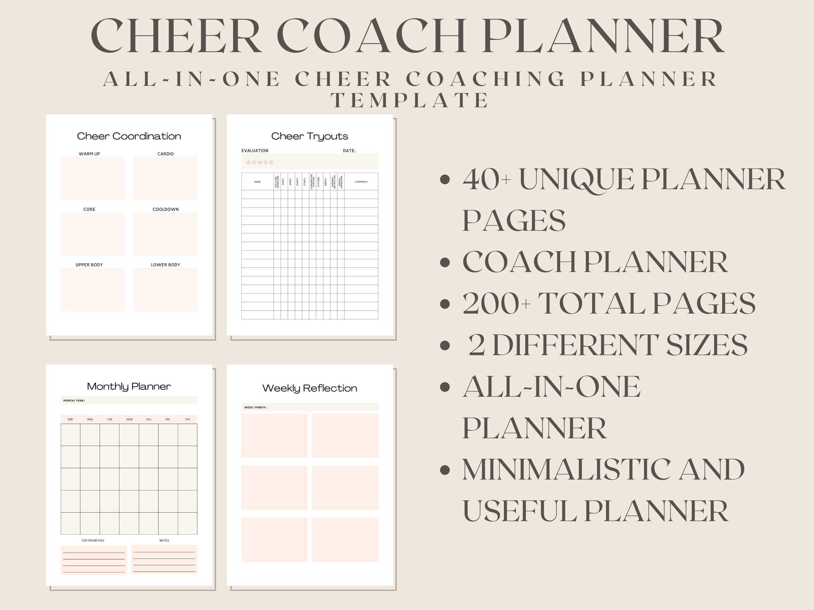 Cheer Coach Planner, Cheer Coach, Coaching Planner, Cheer Season ...