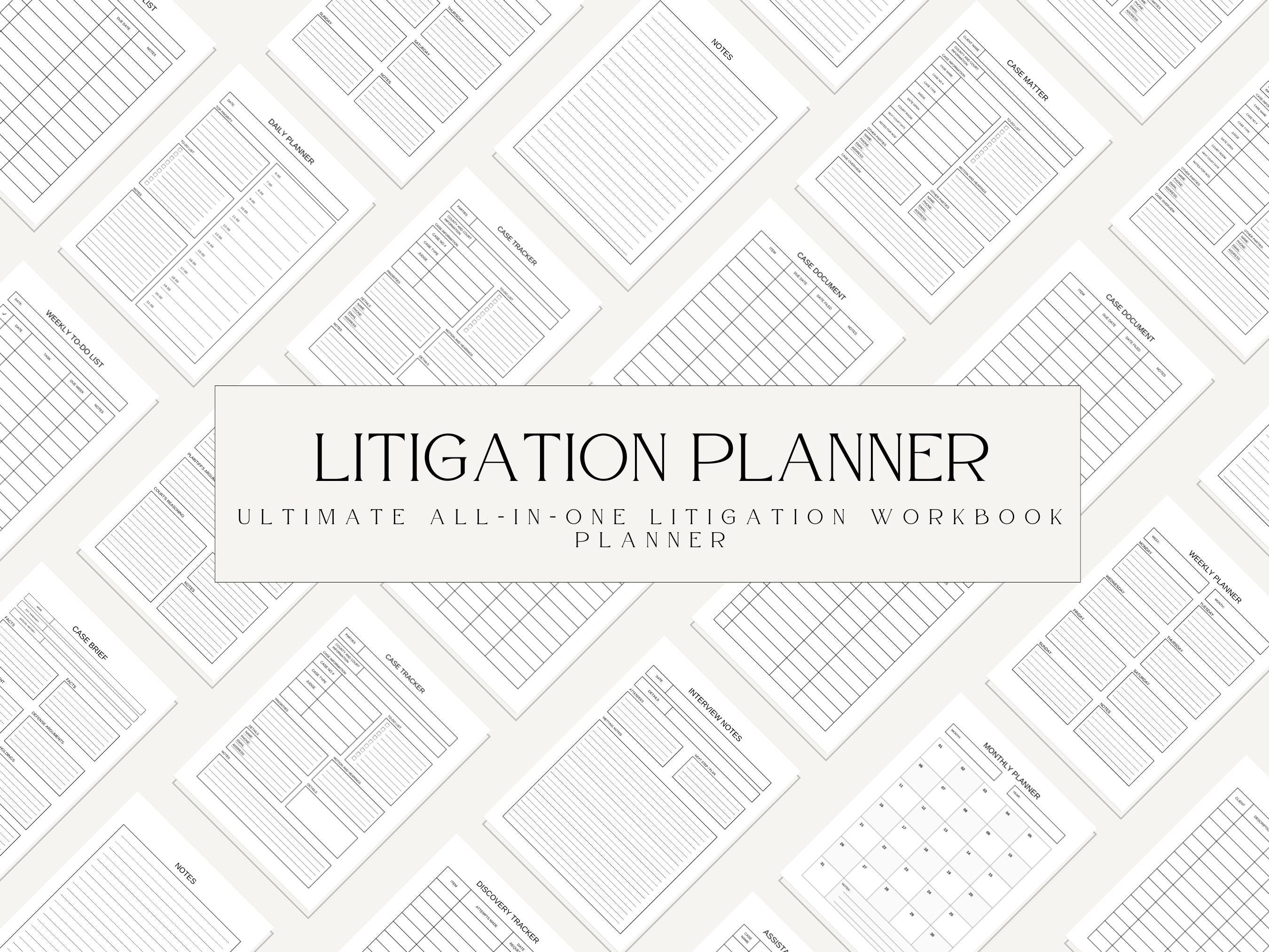 Litigation Binder, Case Management, Paralegal Litigation Tracker, Legal ...