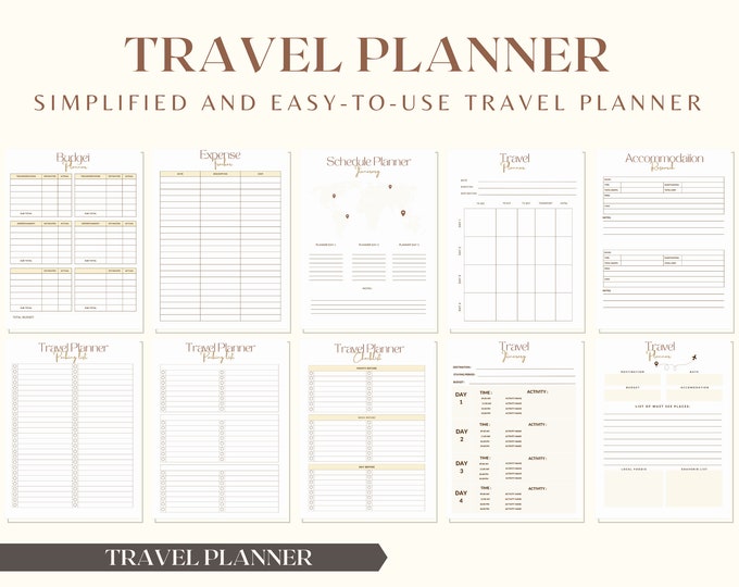 Digital Travel Planner & Journal Bundle | Travel Journal Vacation ...