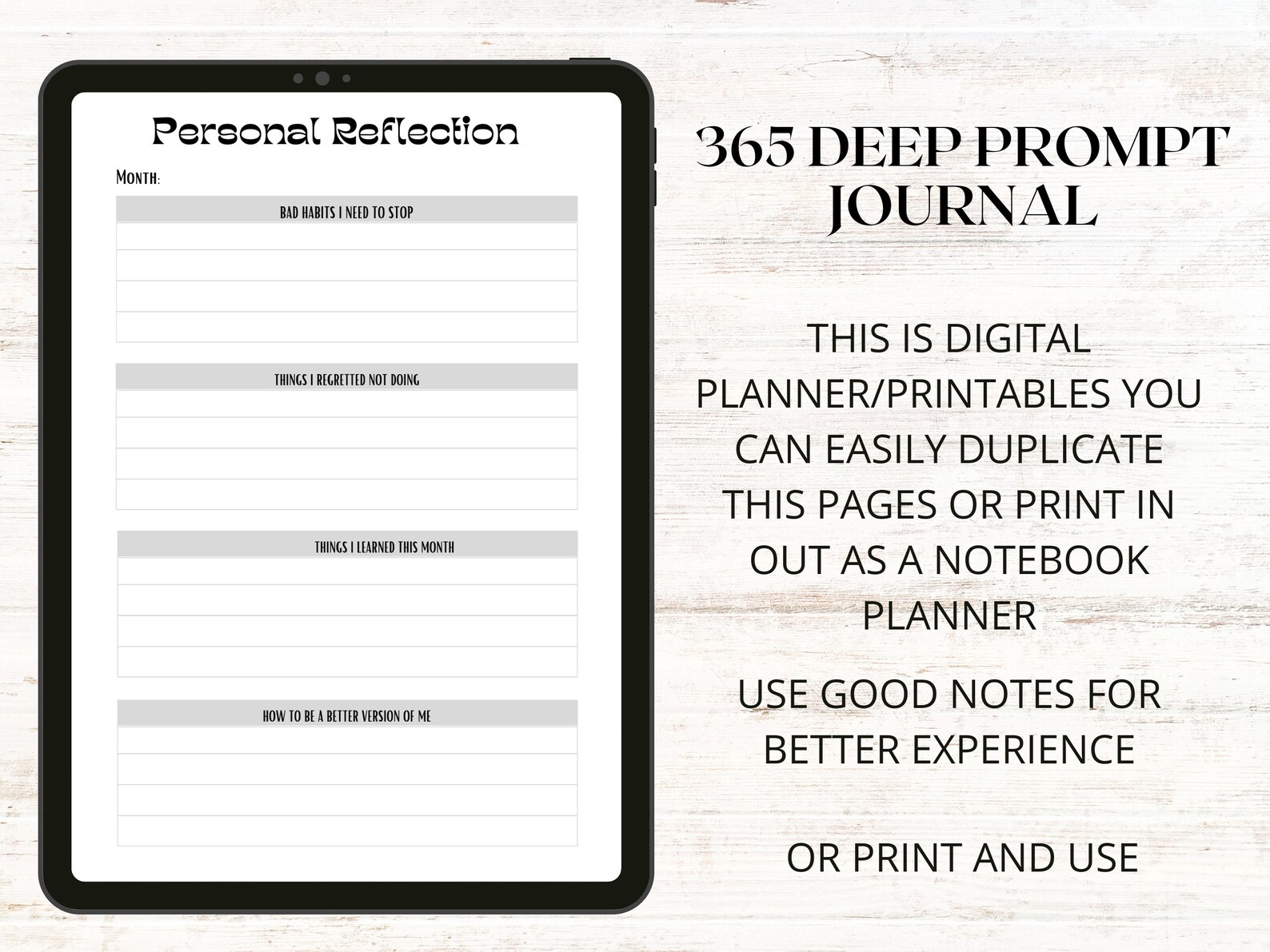365 Prompts Journal, Deep Thought Writing Prompts, Mental Health ...