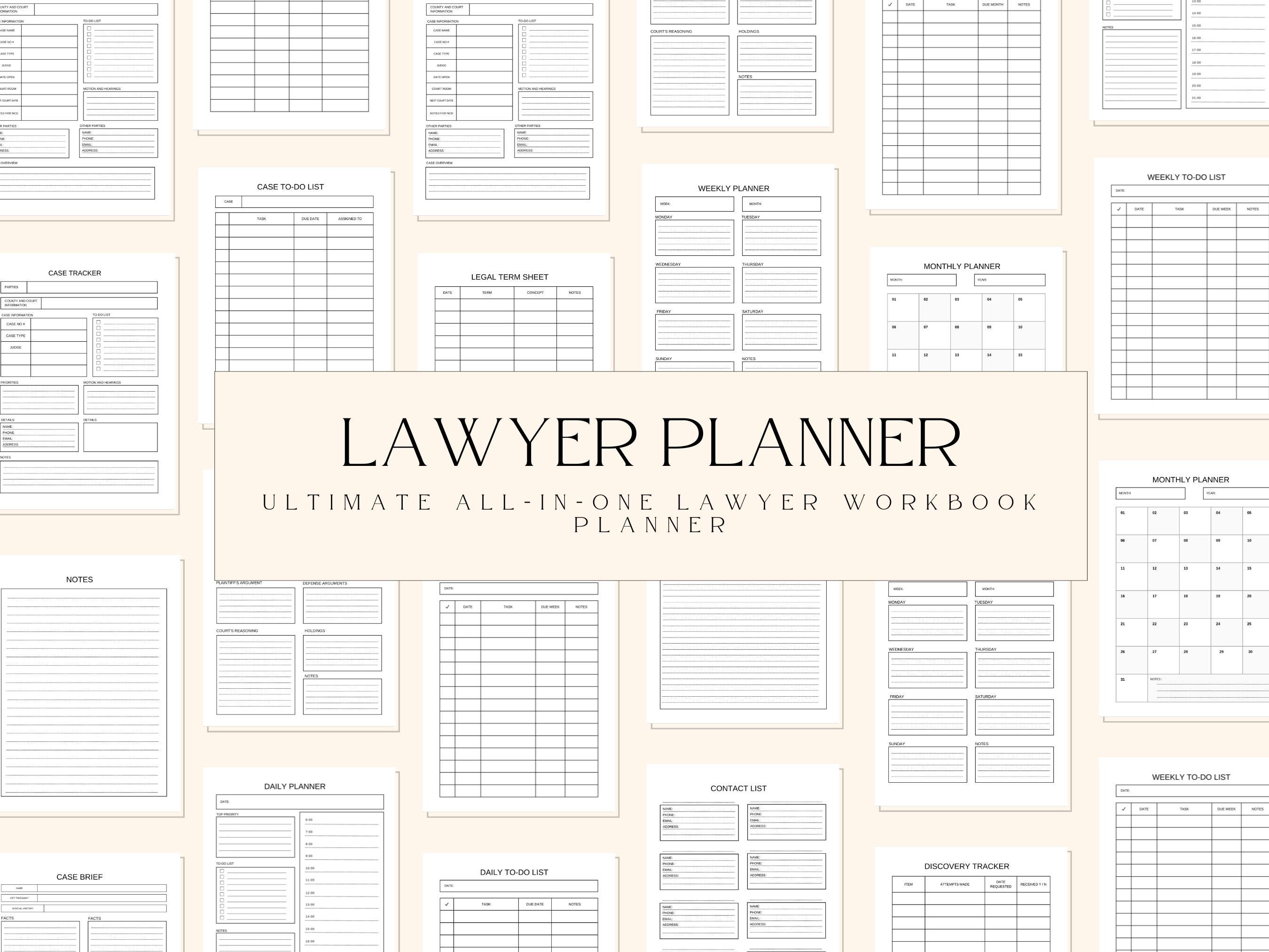 Lawyer Planner, Lawyer Organizer, Paralegal Case Tracker, Legal Tracker ...