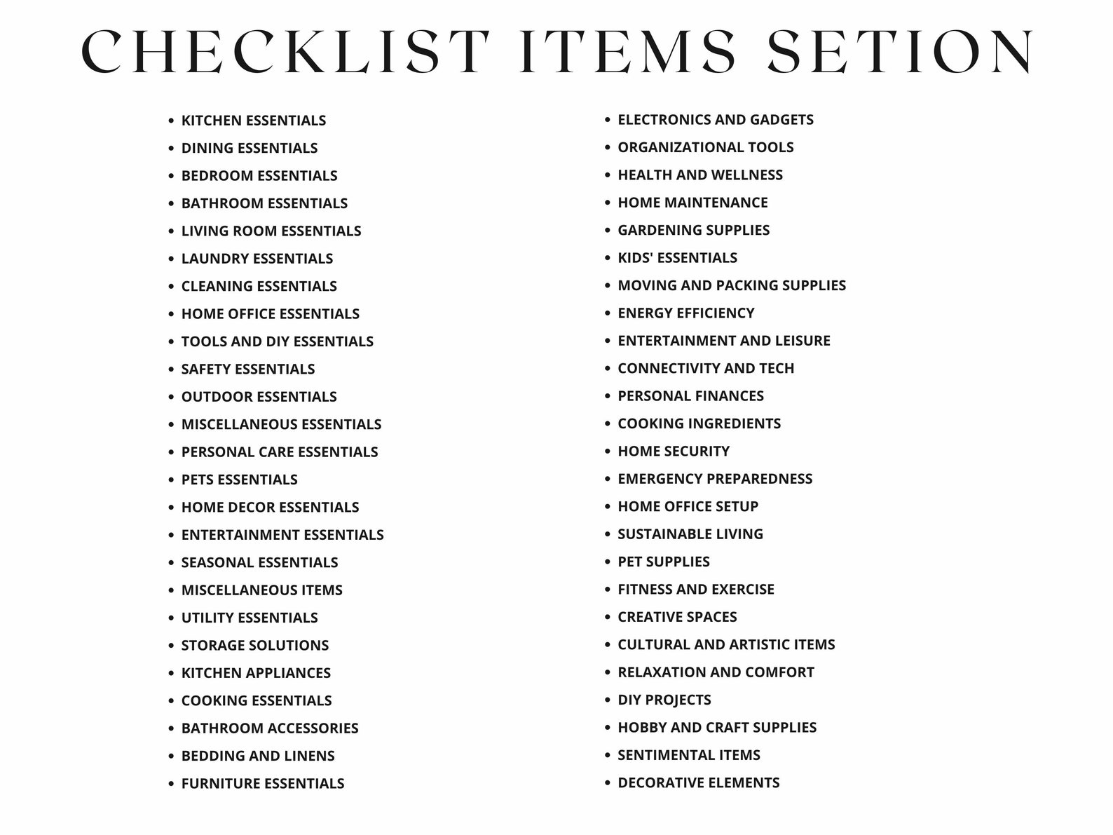 New Home Essentials Checklist, New Home Checklist, Home Checklist, Home ...