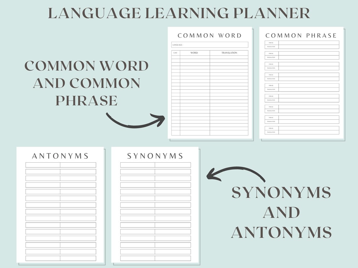 Language Learning Planner and Notebook, Language Learner, Language ...
