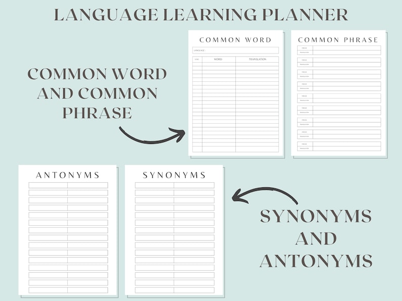 Language Learning Planner and Notebook, Language Learner, Language ...