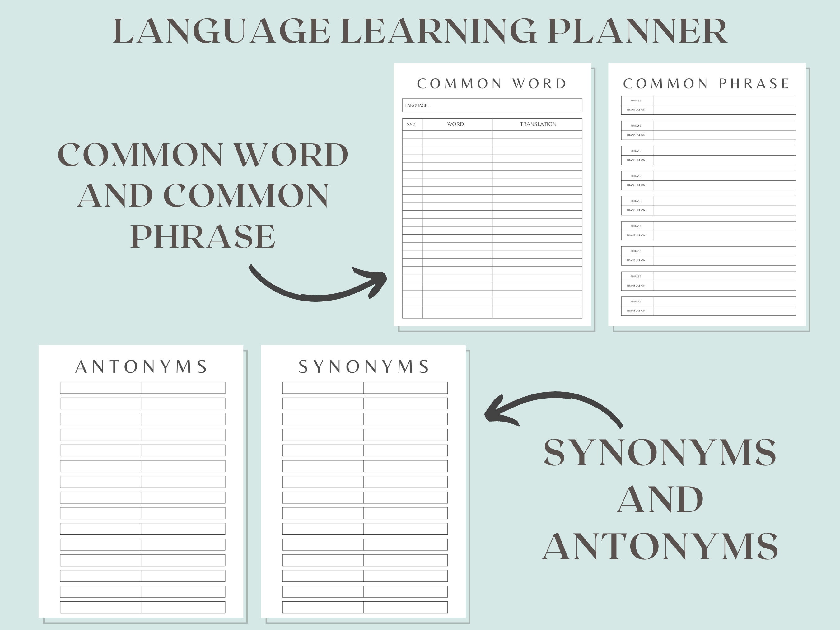 Language Learning Planner and Notebook, Language Learner, Language ...