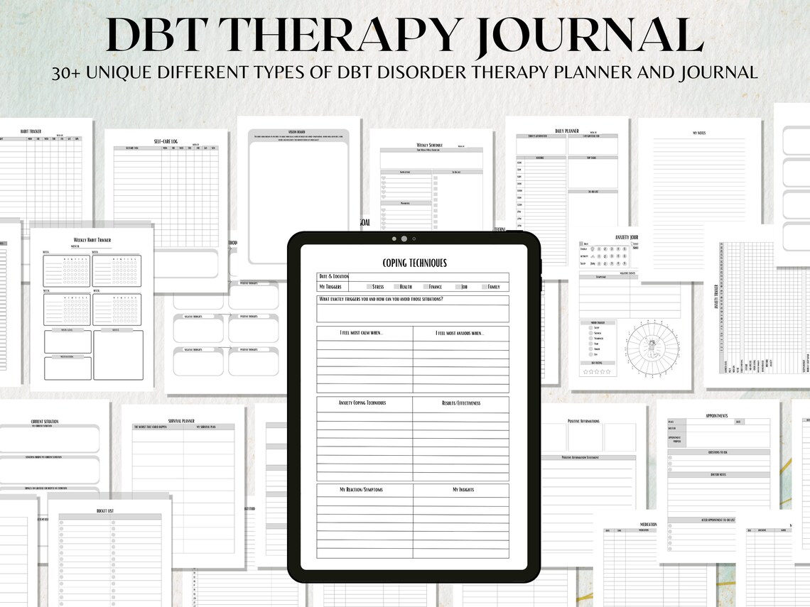DBT Workbook, DBT Therapy Journal, DBT Skills, Therapy Worksheet ...
