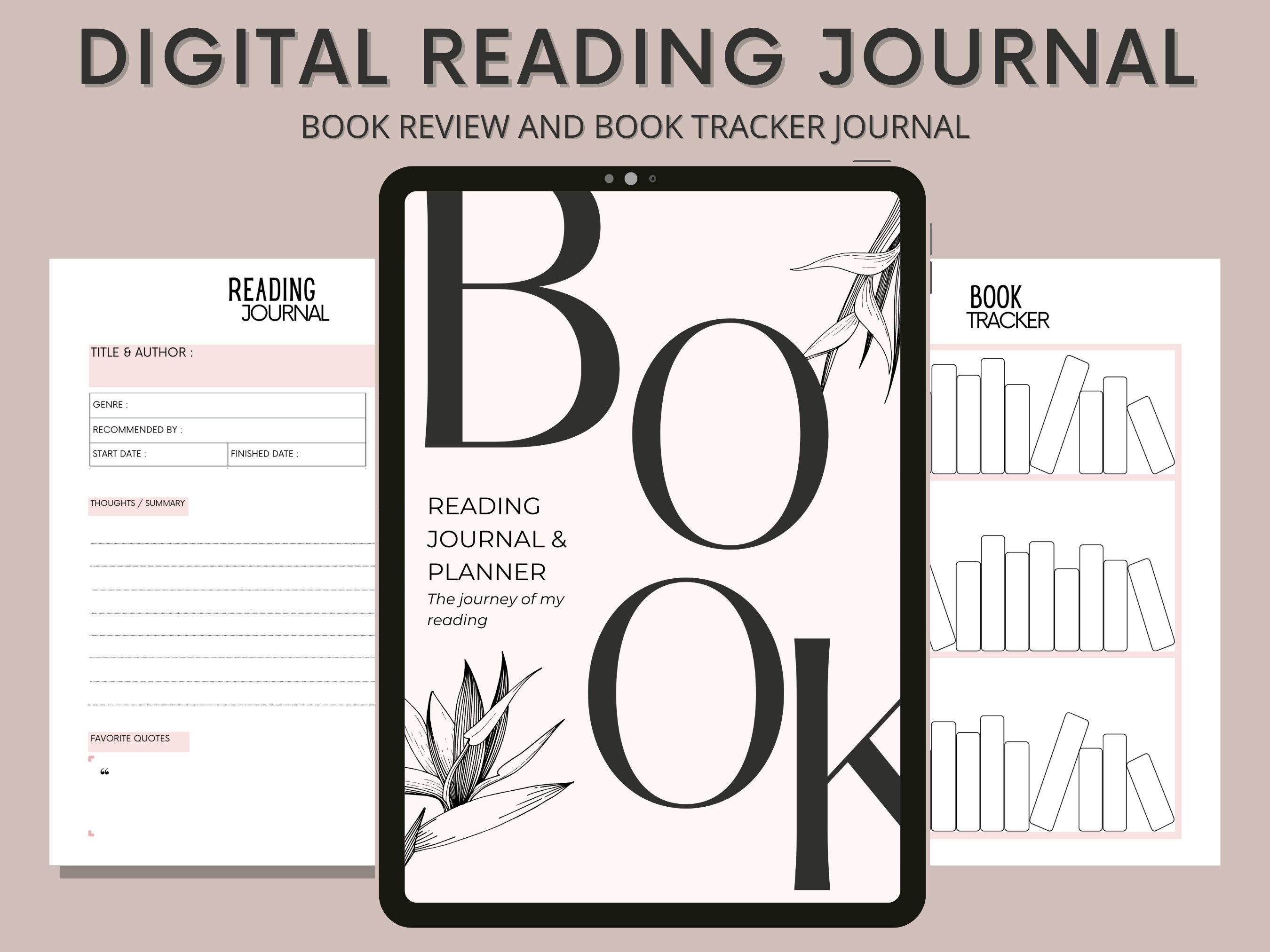 Digital Reading Journal, Digital Reading Planner, Reading Tracker ...