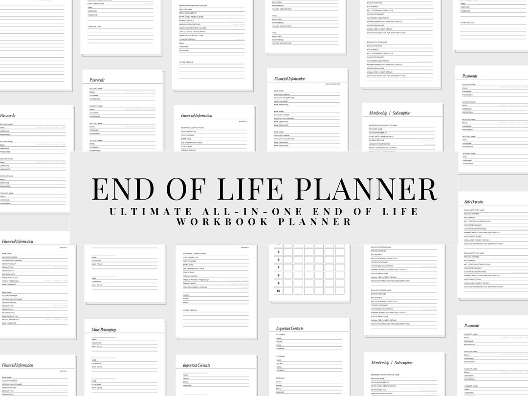 End of Life Planner, Death Binder, What If Binder, Emergency Binder ...