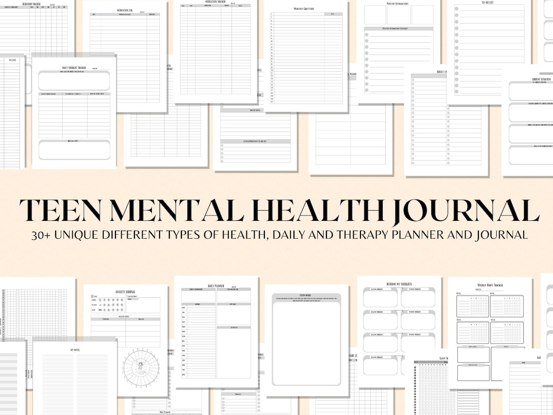 Teen Mental Health Journal Teen Therapy Journal Teen Coping - Etsy