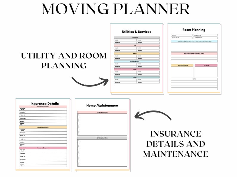 Moving Checklist, Moving Planner, Moving Binder, Moving Organization ...