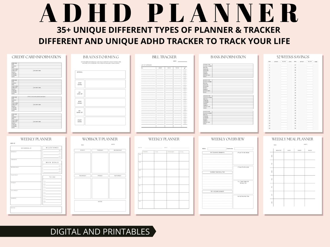 Digital Adhd Planner, PDF Adhd Planner, Adhd T0-do List, Adhd Adult ...
