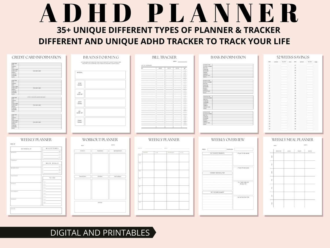 Digital Adhd Planner, PDF Adhd Planner, Adhd T0-do List, Adhd Adult ...