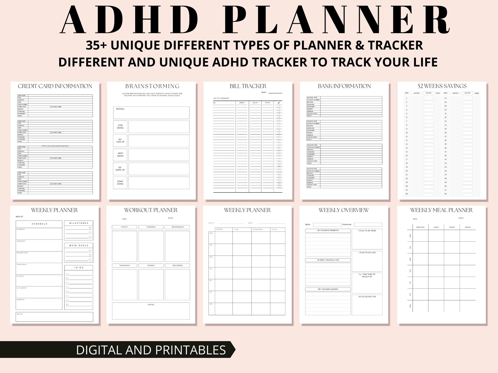 Digital Adhd Planner, PDF Adhd Planner, Adhd T0-do List, Adhd Adult ...