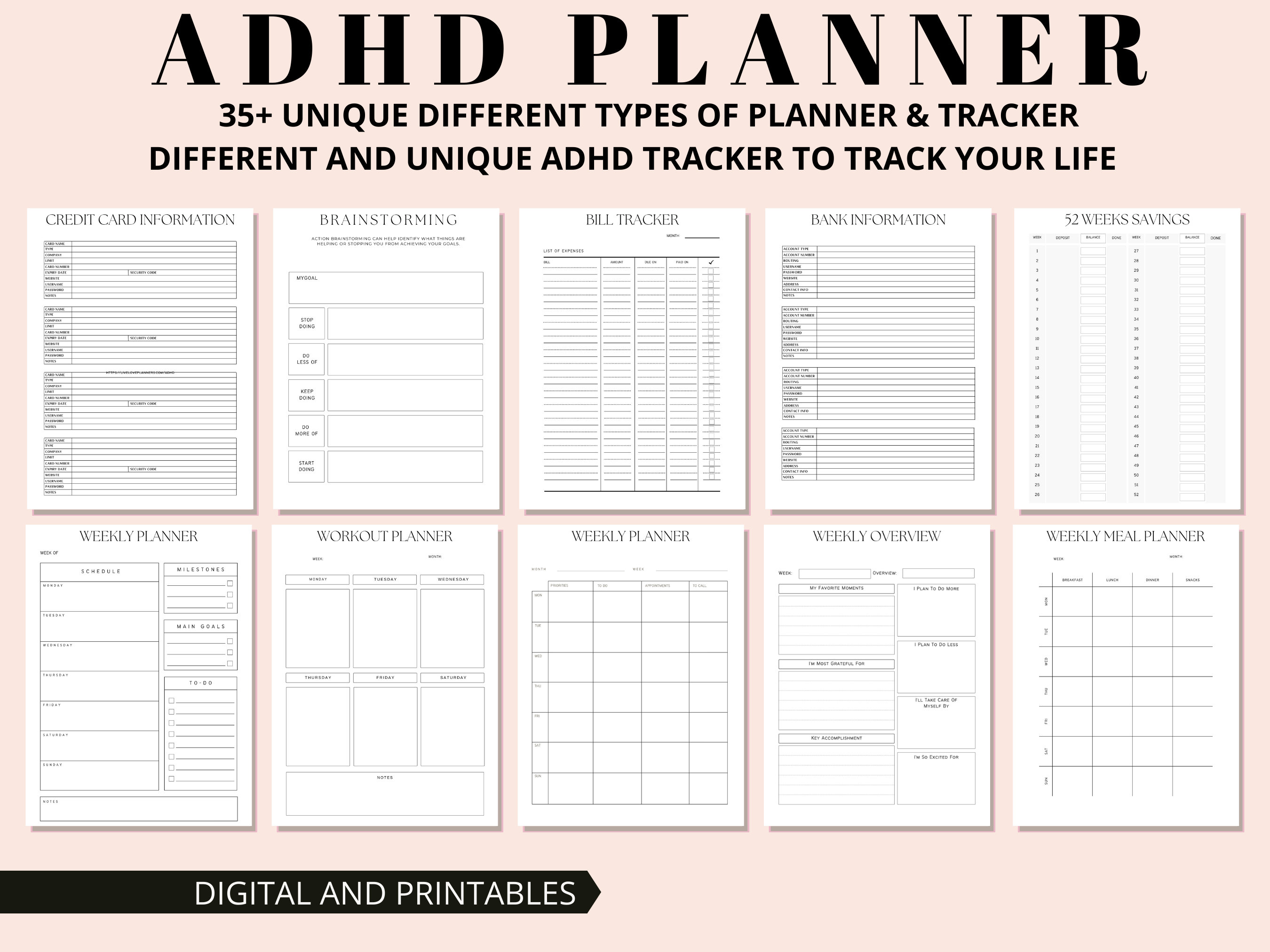 Digital Adhd Planner, PDF Adhd Planner, Adhd T0-do List, Adhd Adult ...