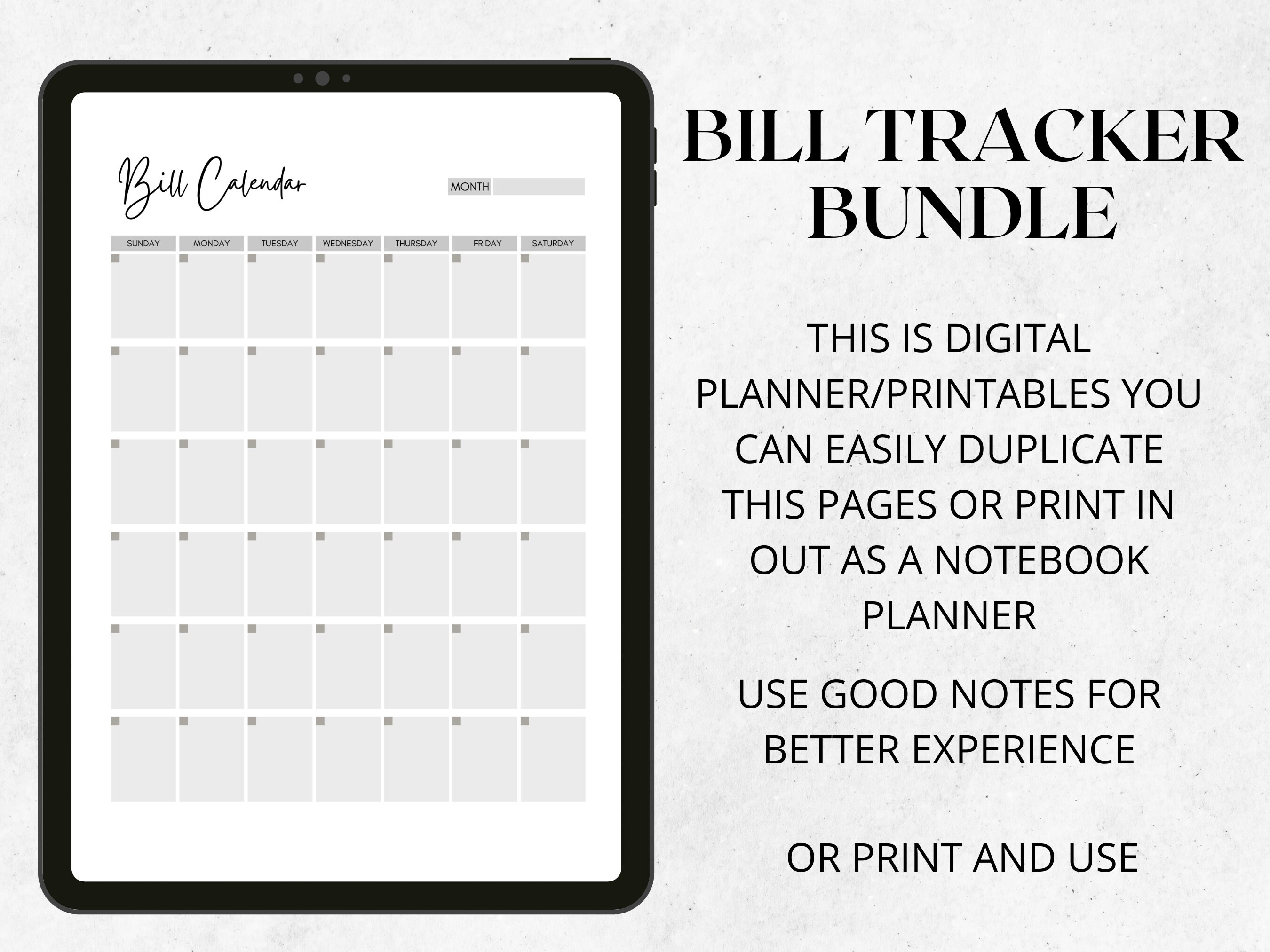 Bill Tracker BUNDLE Bill Payment Tracker, Digital Bill Payment Tracker ...