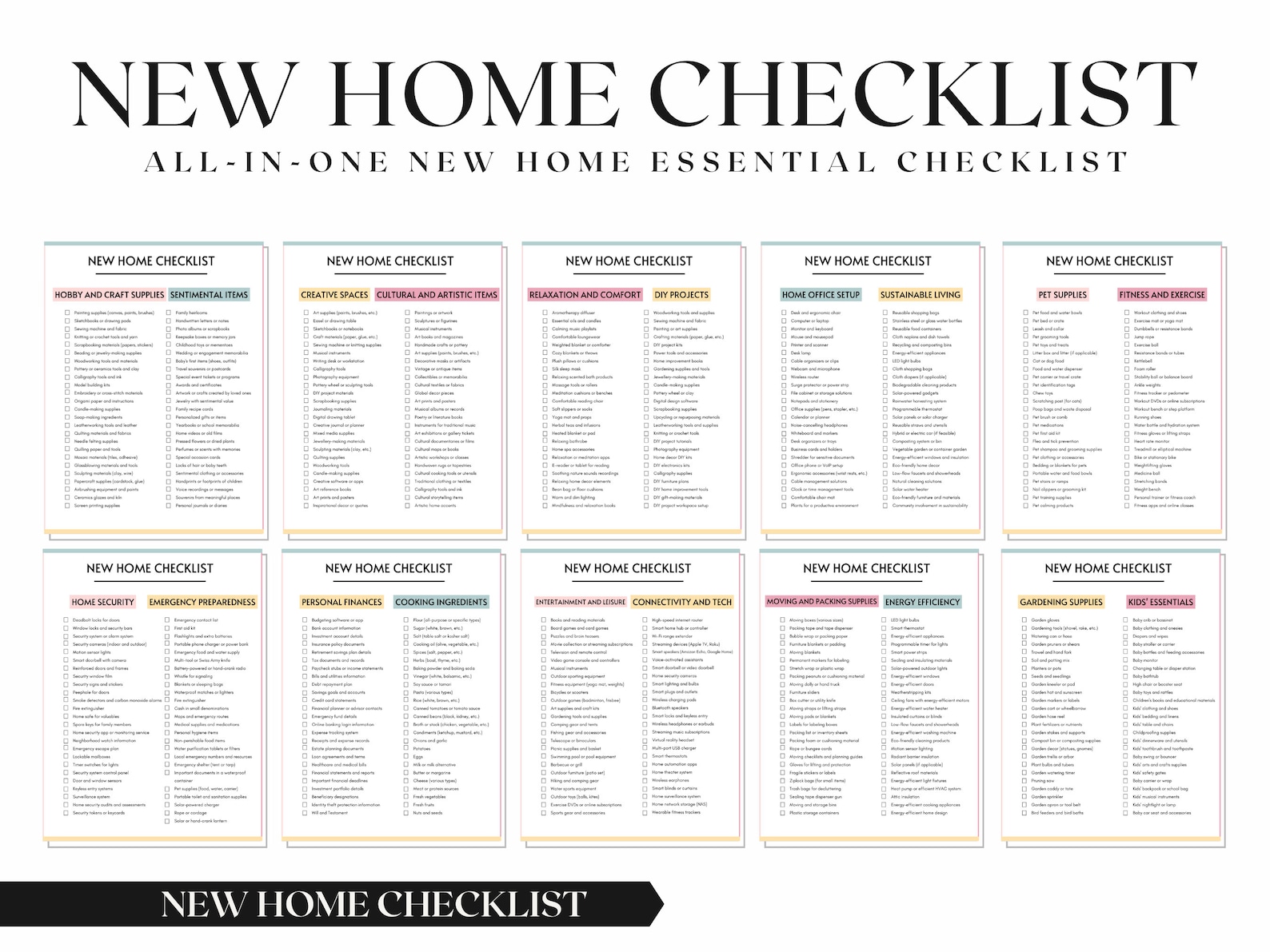 New Home Essentials Checklist, New Home Checklist, Home Checklist, Home ...