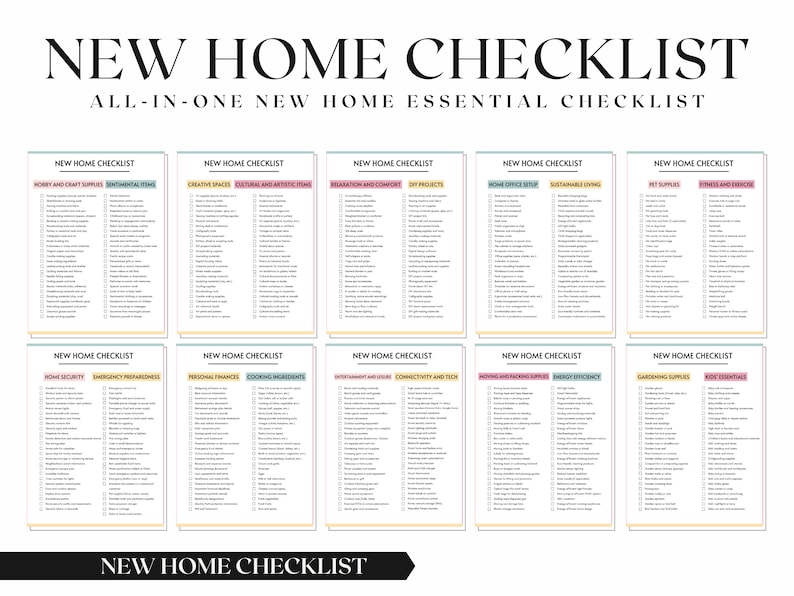 New Home Essentials Checklist, New Home Checklist, Home Checklist, Home ...