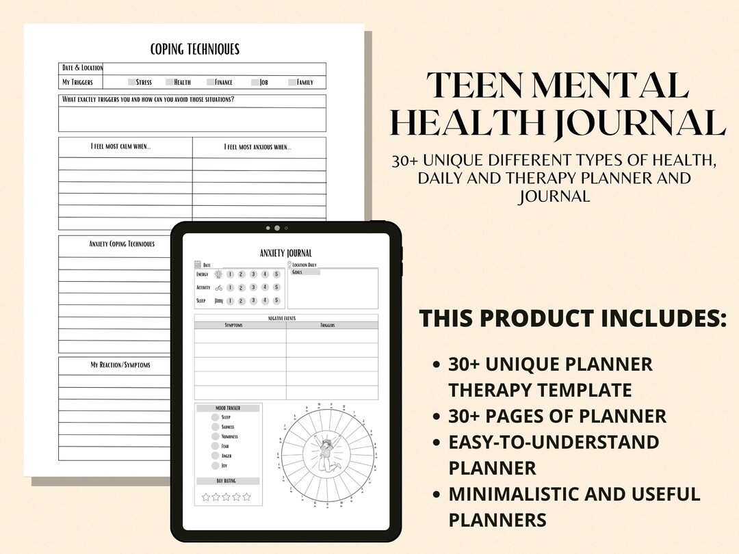 Teen Mental Health Journal, Teen Therapy Journal, Teen Coping Skills ...