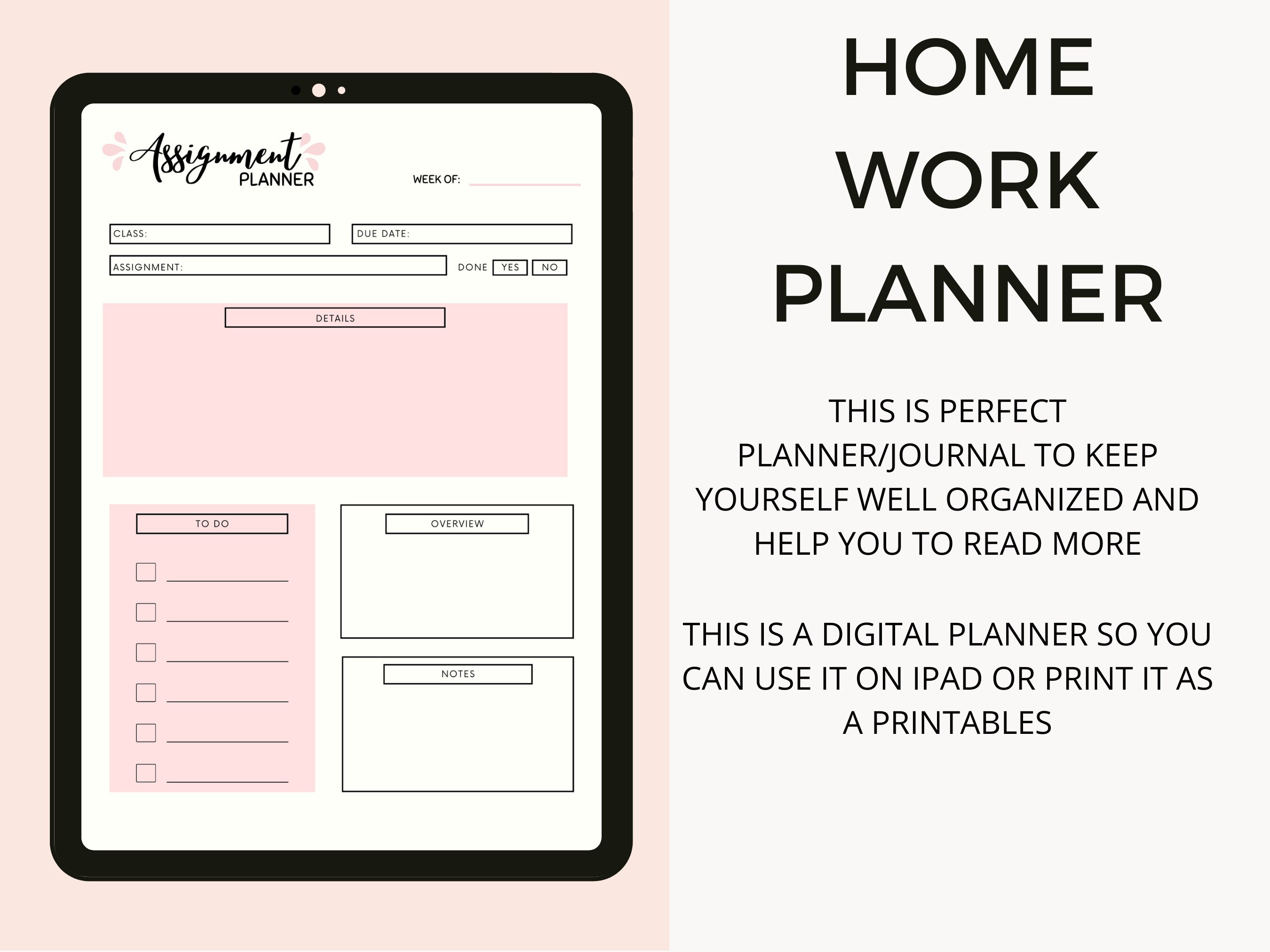 Homework Tracker, Homework Planner Printable, Assignment Planner ...