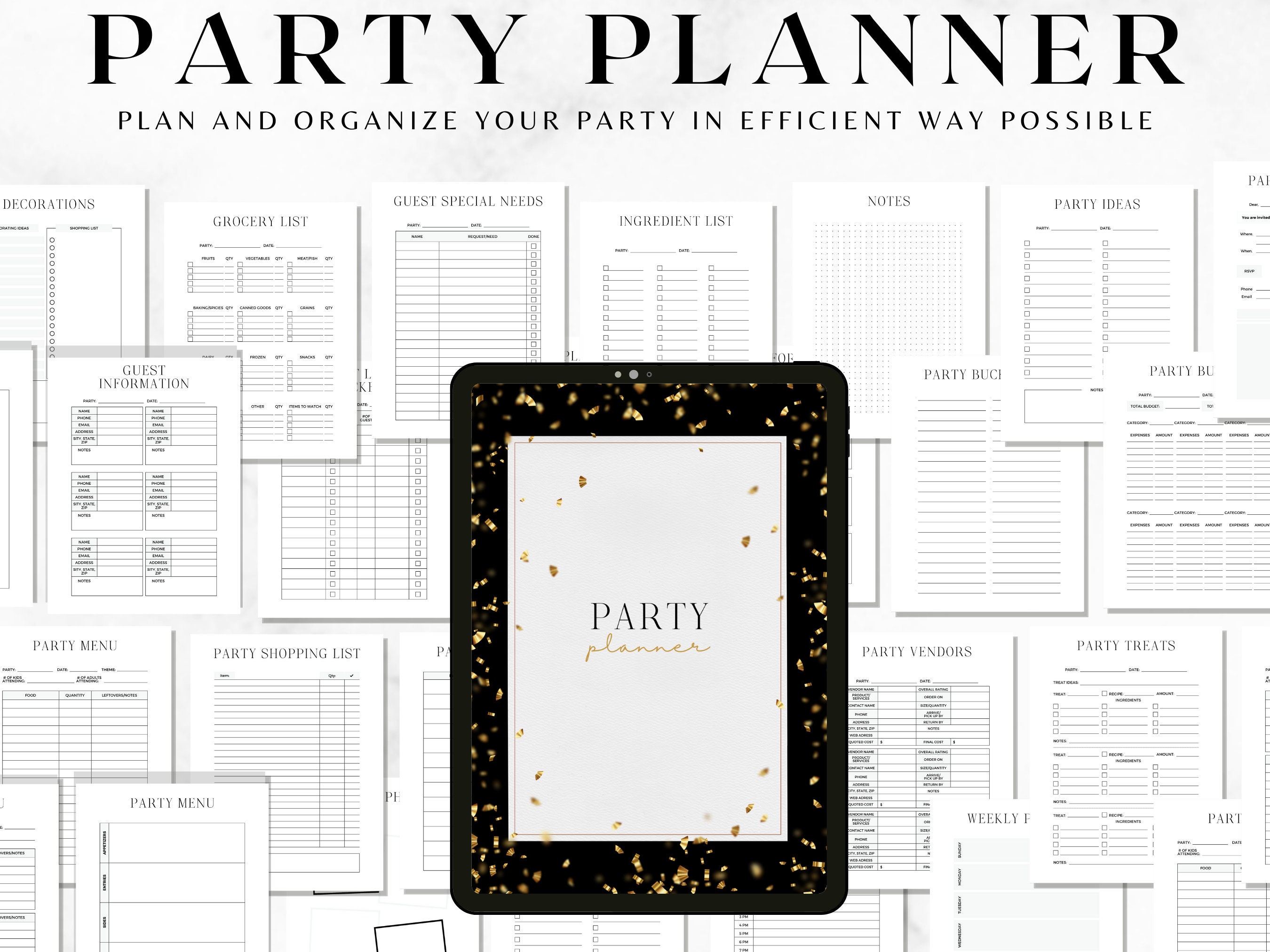 Party Planner, Party Planner Printable, Party Planner Checklist, Event ...