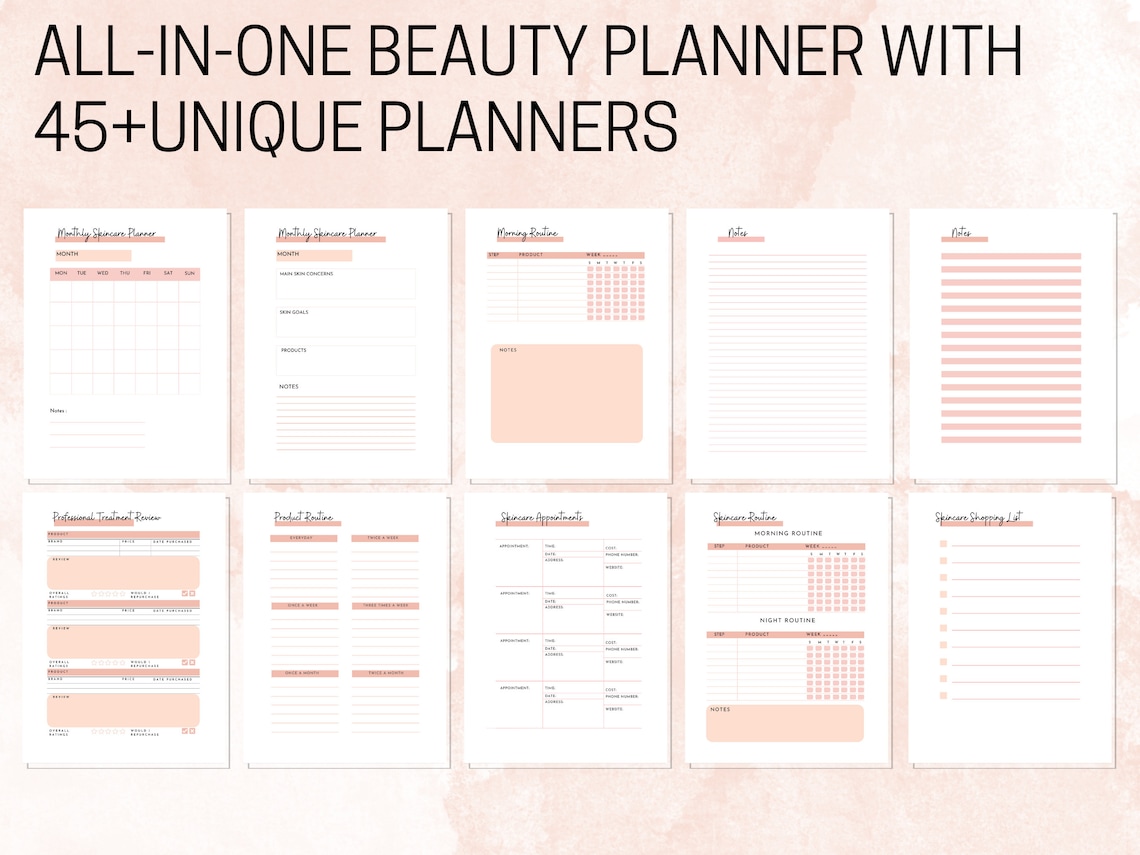 ULTIMATE Beauty Planner Bundle, Skincare Chart, Skincare Organizer ...