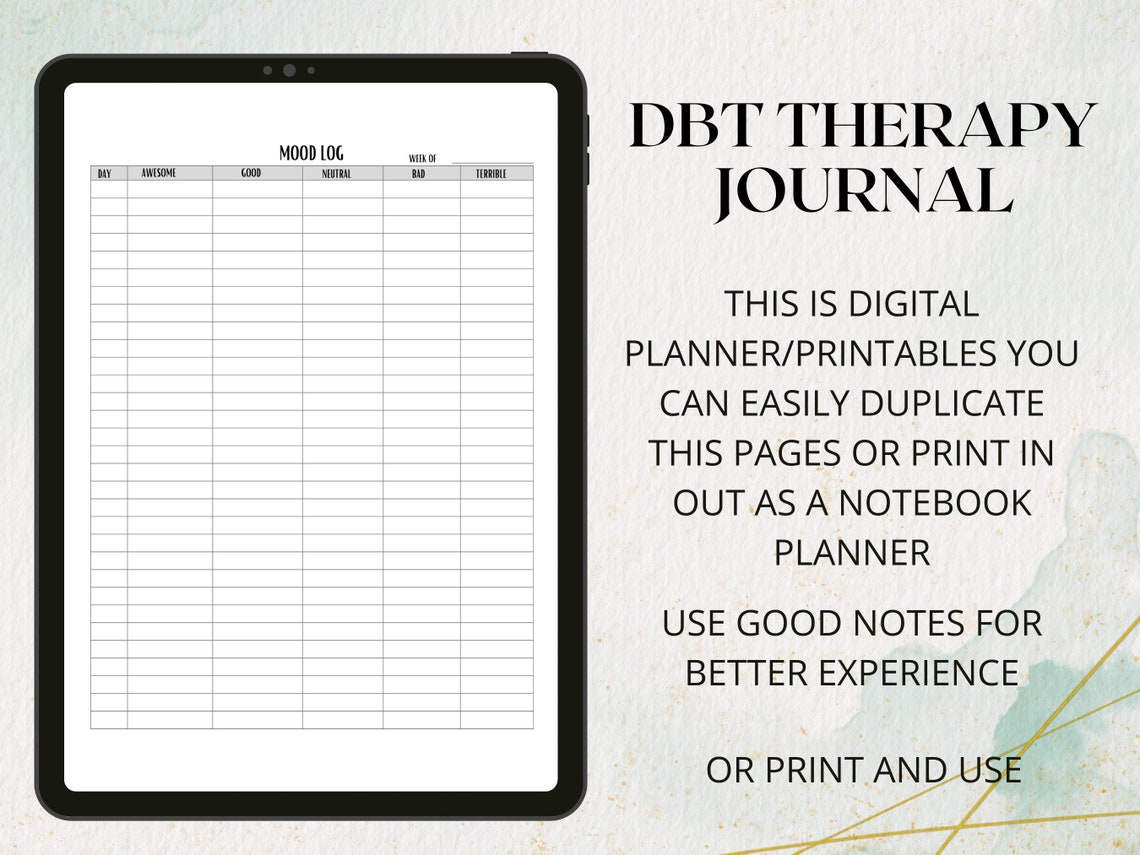 DBT Workbook, DBT Therapy Journal, DBT Skills, Therapy Worksheet ...