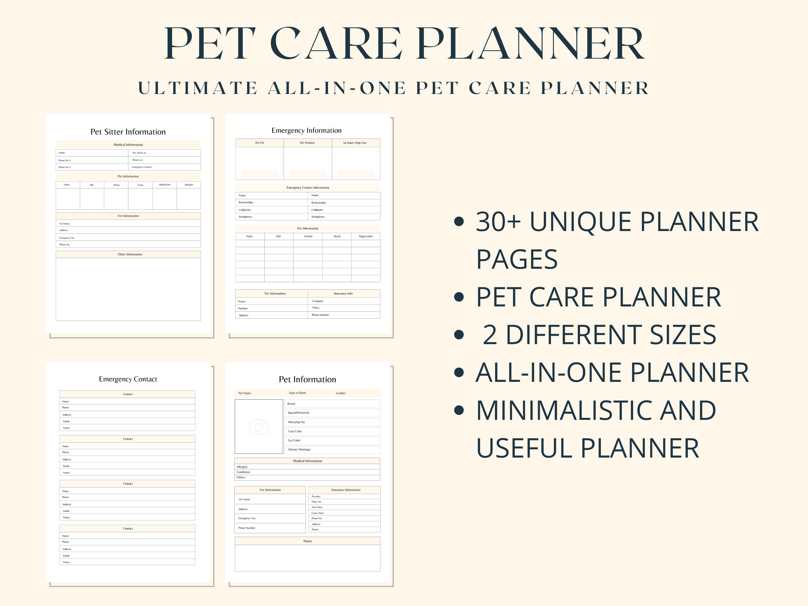 Pet Care Planner | Ultimate Pet Care Printable Bundle, Puppy Organizer ...