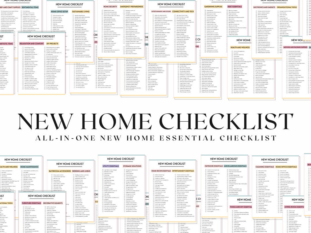 New Home Essentials Checklist, New Home Checklist, Home Checklist, Home ...