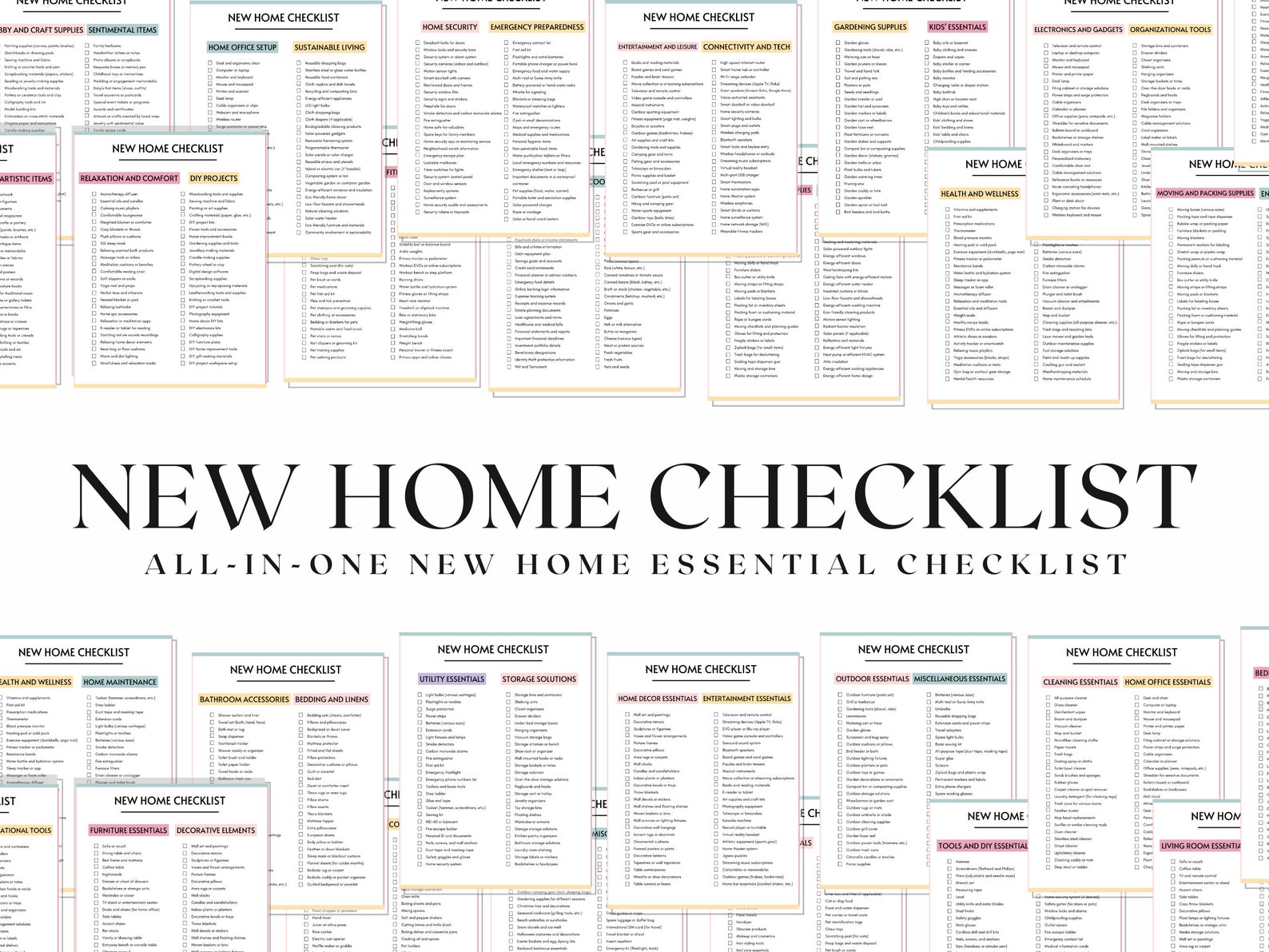 New Home Essentials Checklist, New Home Checklist, Home Checklist, Home ...