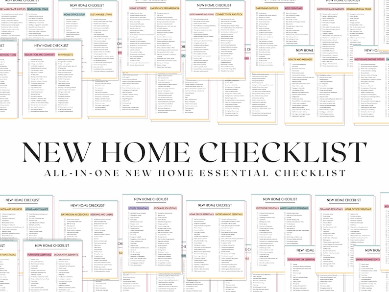New Home Essentials Checklist, New Home Checklist, Home Checklist, Home ...