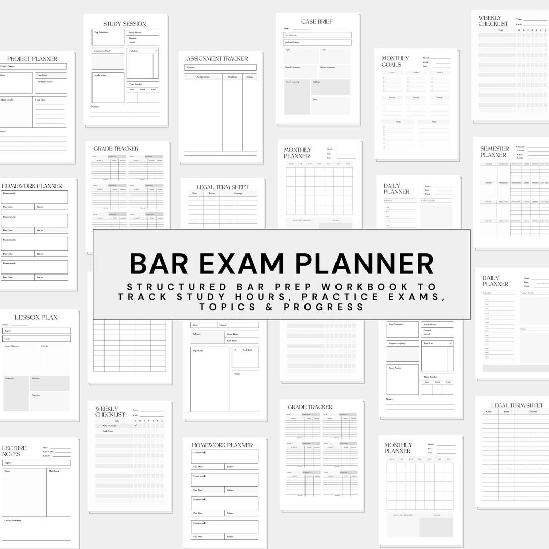 Bar Exam Planner & Study Tracker | Law Student Bar Prep, Legal Study ...