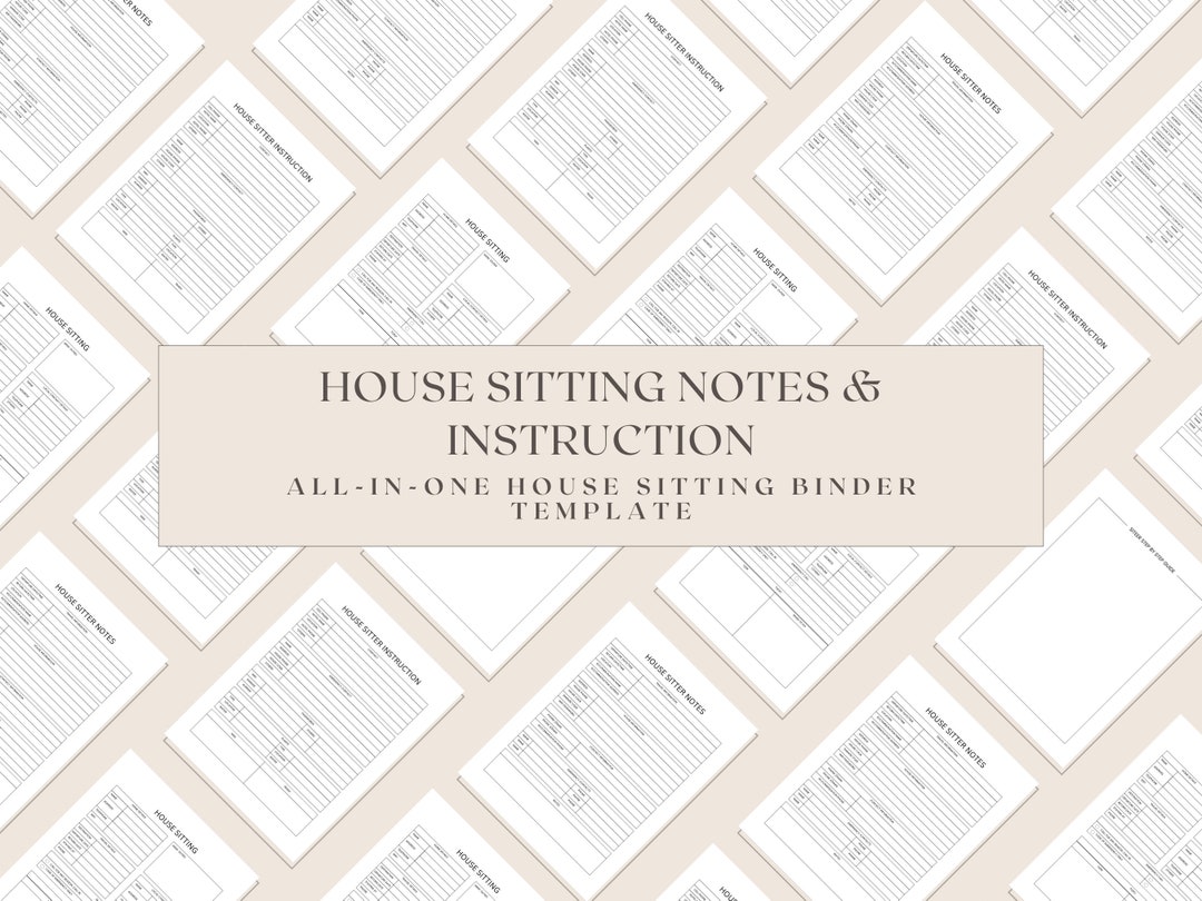 House Sitter Instruction and Notes, House Sitting Binder, House Sitting ...