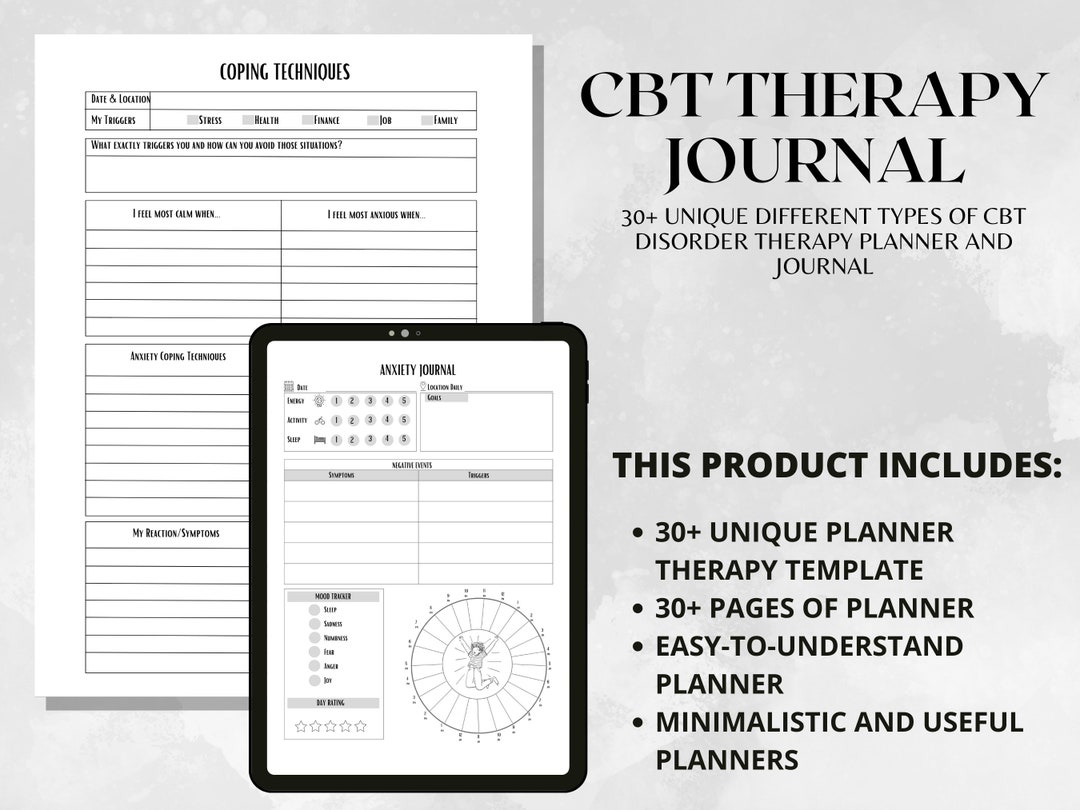 CBT Anxiety Journal Printable, CBT Activity Book, Therapy Worksheets ...