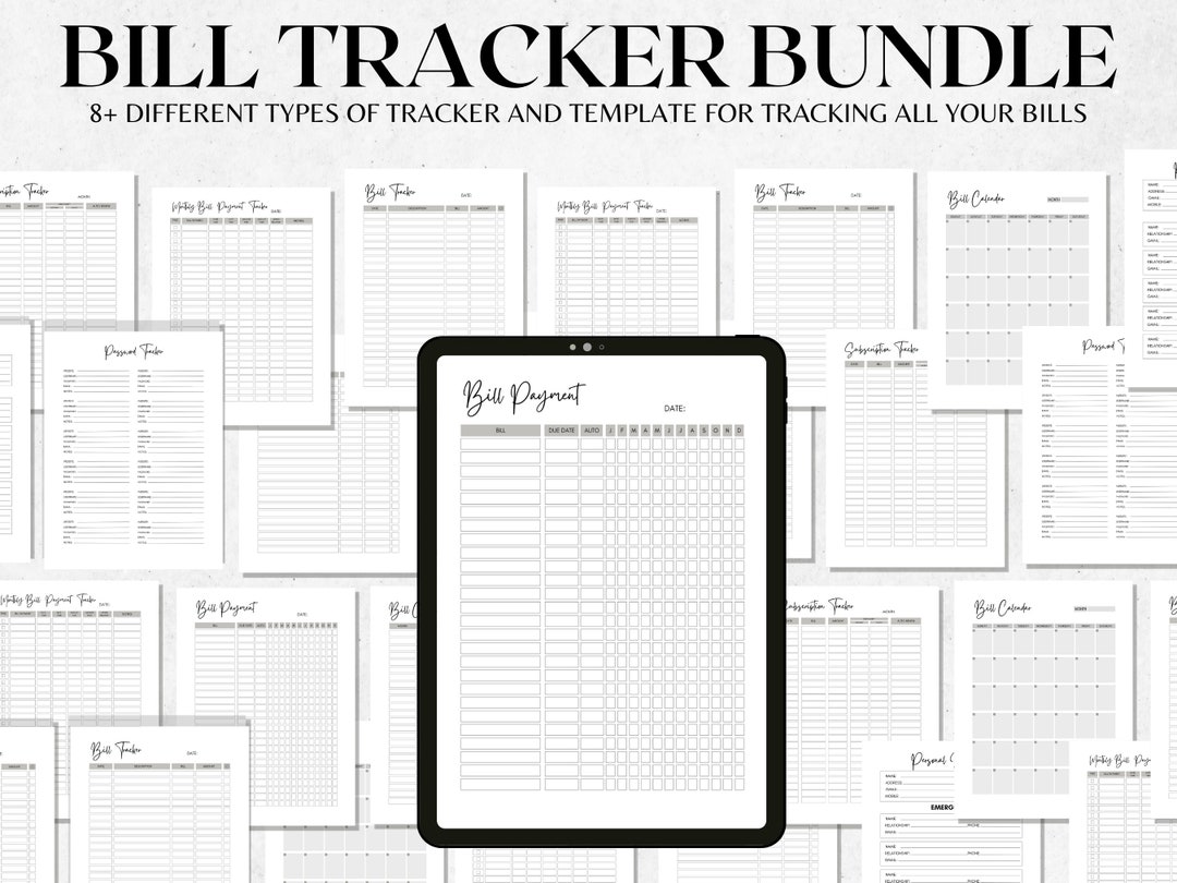 Bill Tracker BUNDLE | Bill Payment Tracker, Digital Bill Payment ...